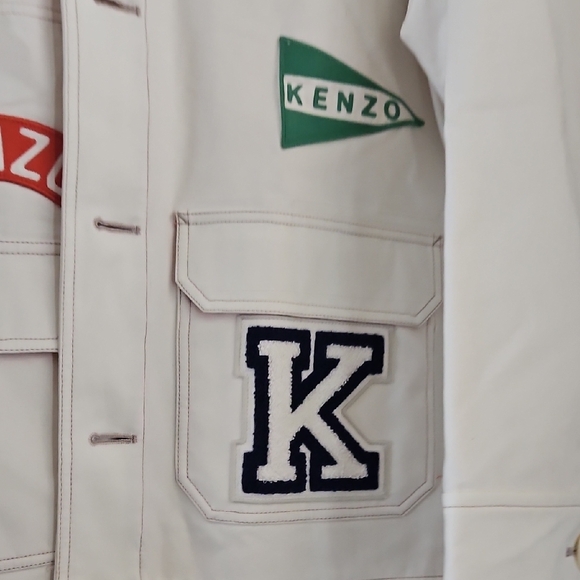 Kenzo | Jackets & Coats | Kenzo White Jacket With Colorful Patches ...